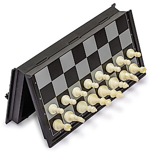 Yellow Mountain Imports Magnetic Portable Medium Chess Board Game Set (9.8 Inches) - Travel Chess Set with Folding Board and Felt-Bottom Chessmen