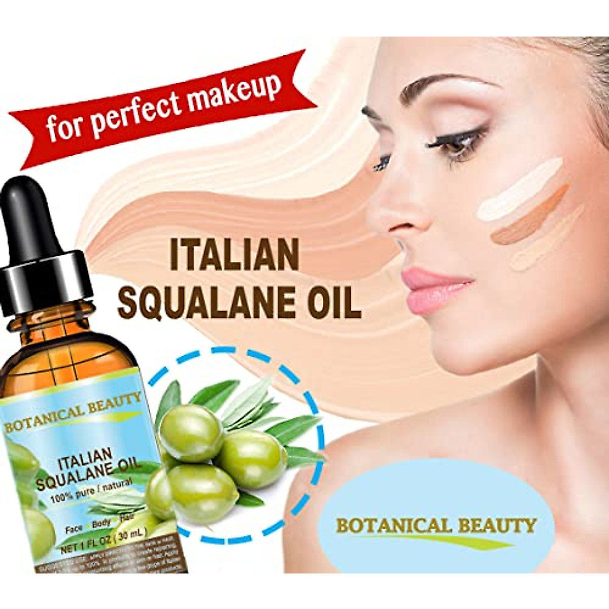 Botanical Beauty SQUALANE Italian Olive. 100% Pure Natural Undiluted Oil. 1 fl.oz- 30ml. 100% Ultra-Pure Moisturizer for Face, Skin, Body, Hair. Reliable 24/7 Skincare Protection