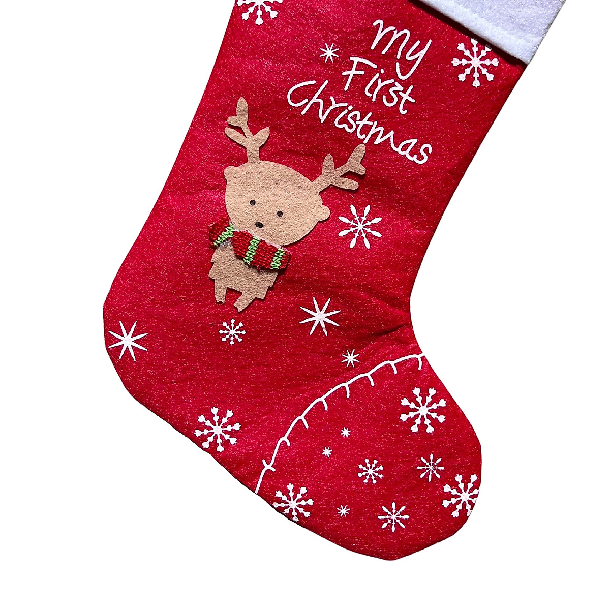 NC Embroideries Babys First Christmas stocking – Reindeer Personalized Baby Gift 2022, Customized Baby’s 1st Name or Initial Embroidered For Boy or Girl, Custom Gifts for Babies or Grandbaby