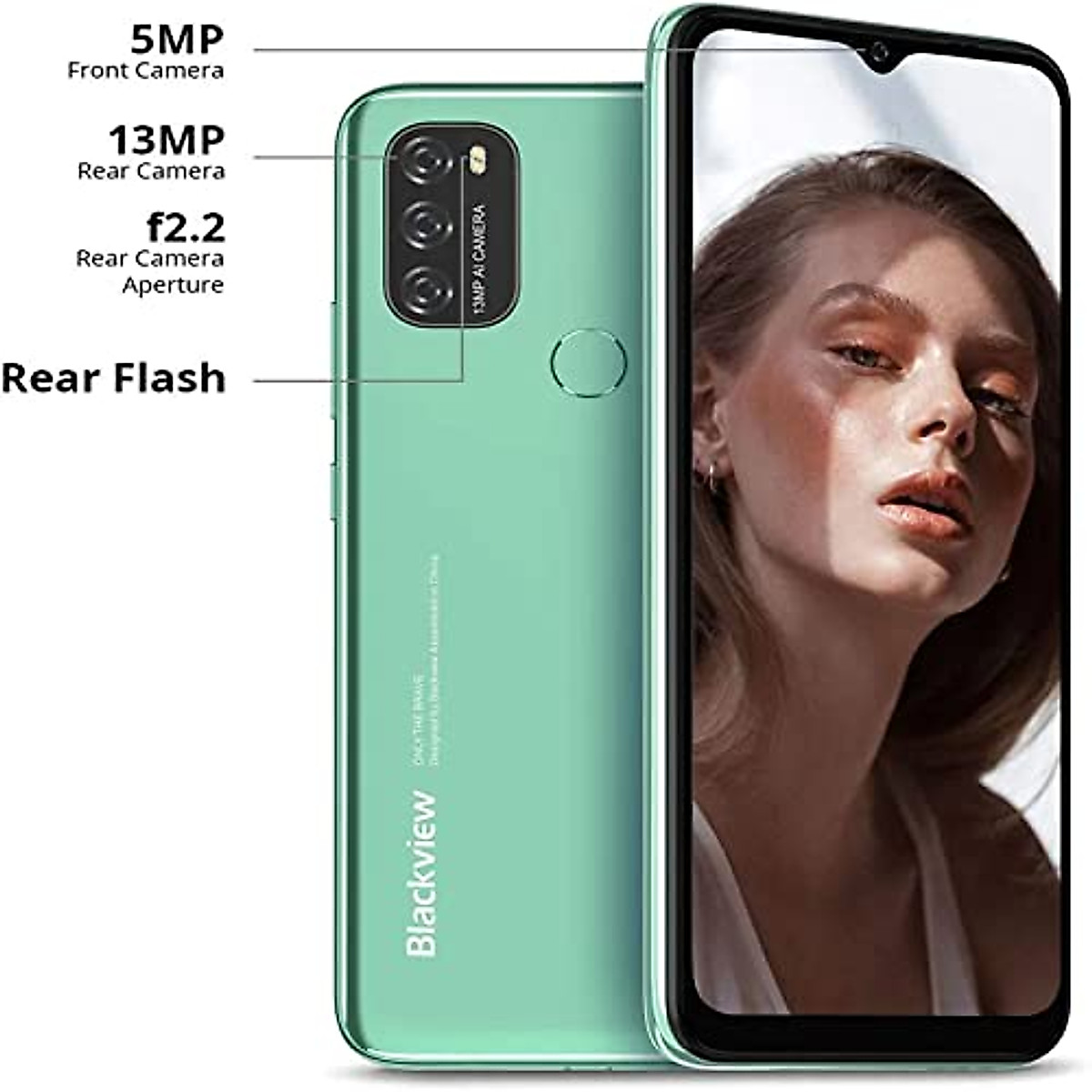 Blackview Unlocked Cell Phone A70(2022) 3GB+32GB/SD 128GB Android 11 Phone,5380mAh Massive Battery,Octa Core Smartphone Unlocked,4G Dual SIM Face Unlock&Fingerprint Mobile Phone 6.5" FHD+Large Screen