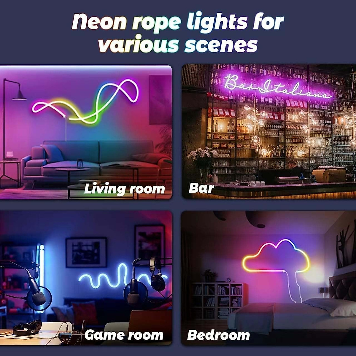 Led Lights for Bedroom, L8star 50ft Rgb Led Strip Lights with Bluetooth and Remote Control Sync to Music