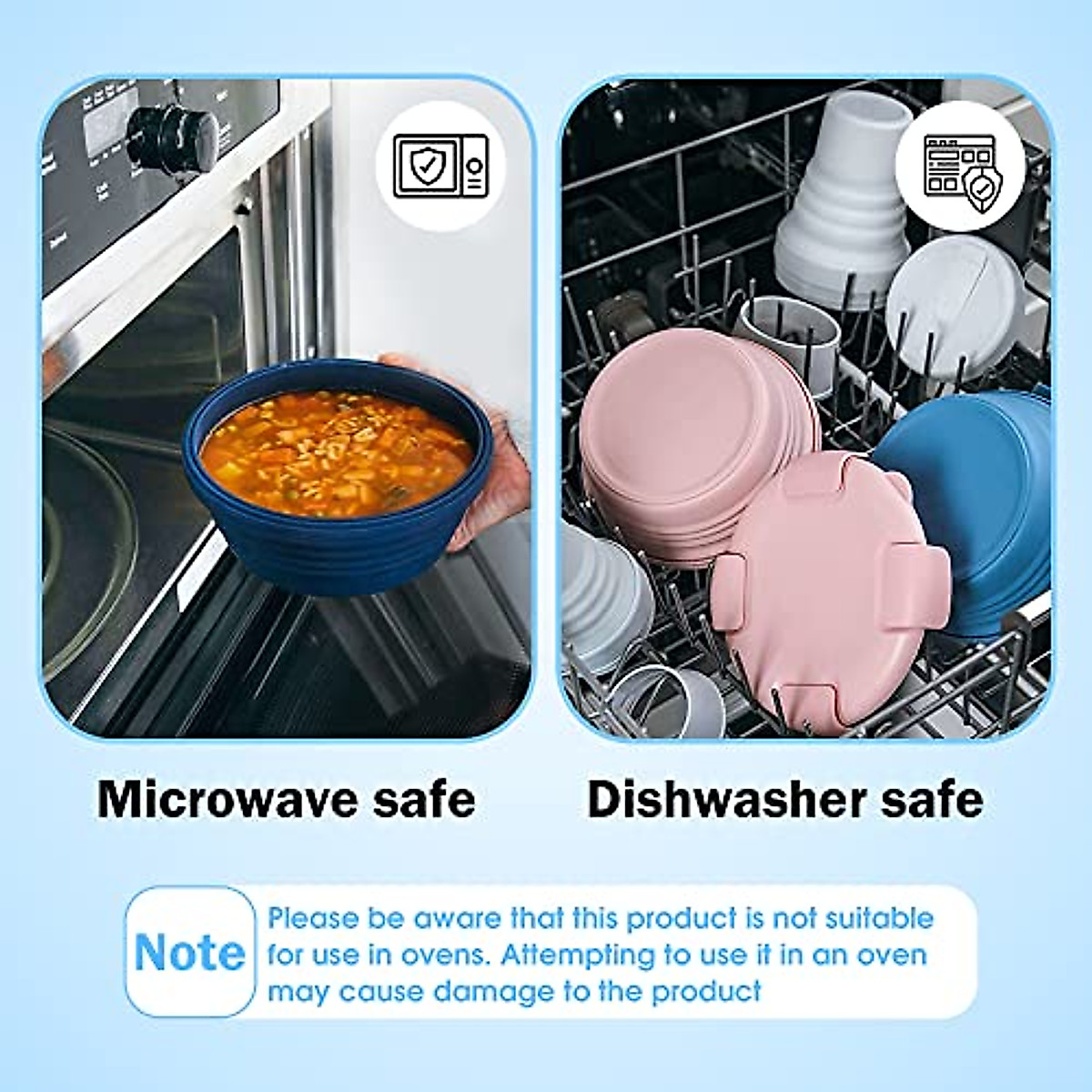 GISHO Collapsible Bowl, Collapsible Silicone Bowl With Lids, Ideal for Camping & Hiking, Picnic, RV, Travel, Dishwasher & Microwave Safe 36oz (Lemonade Pink)