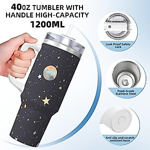 HULIBIN Galaxy.. Print Double Deck Stainless Steel Travel Coffee Cup With Lid 40 Oz Ice Bully Cup