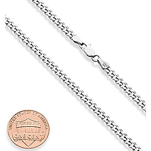Miabella Italian 925 Sterling Silver 3.5mm Curb Cuban Link Chain Necklace, Solid Diamond Cut Sterling Silver Chain for Men Women Made in Italy (Length 16 Inch (X-Short))