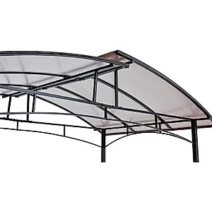 8x5ft Grill Gazebo Shelter with Interlaced Vented Polycarbonate Roof, Outdoor BBQ Gazebo with Side Shelves for Hanging Tools Outdoor Patio Canopy BBQ Shelter with Steel Hardtop Black