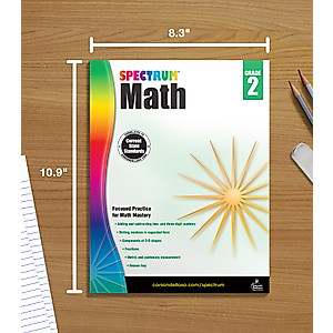 Spectrum 2nd Grade Math Workbook, Ages 7 to 8, Math Workbooks Grade 2 Covering Fractions, Adding and Subtracting 2- and 3-Digit Numbers, 3-D Shapes, and Measurement, Spectrum Grade 2 Math Workbook