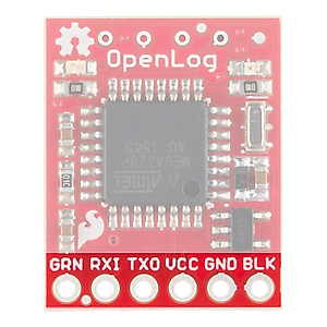 SparkFun OpenLog Open-source data logger works over a simple serial connection Supports microSD FAT16/32 cards up to 32GB Configurable baud rates up to 115200bps Preprogrammed ATmega328 and bootloader