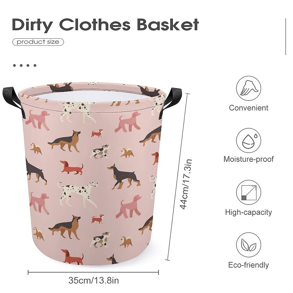 Foruidea Most Popular Dog Breeds Laundry Basket,Laundry Hamper,Collapsible Storage Bin, Oxford Fabric Clothes Baskets,Nursery Hamper For Home,Office,Dorm,Gift Basket