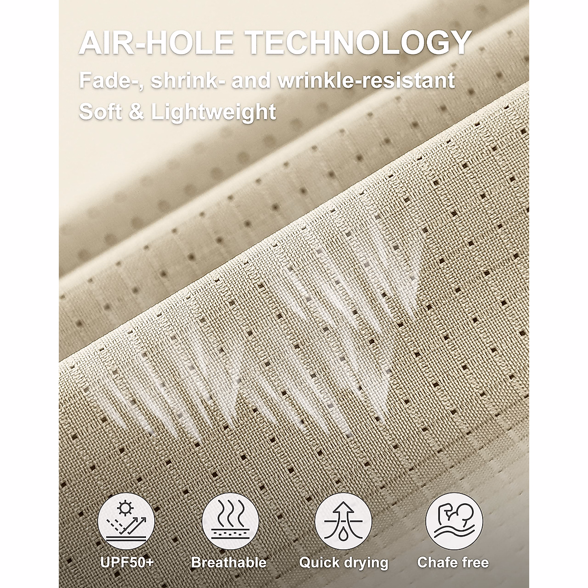 33,000ft Men's Long Sleeve Sun Protection Shirt UPF 50+ UV Quick Dry Cooling Fishing Shirts for Travel Safari Camping Hiking Khaki