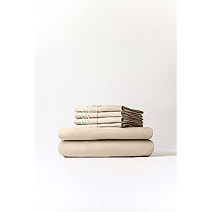 Queen Size Sheet Set - 6 Piece Set - Hotel Luxury Bed Sheets - Extra Soft - Deep Pockets - Easy Fit - Breathable & Cooling Sheets - Wrinkle Free - Comfy - Cream Bed Sheets - Queens Sheets - 6 PC