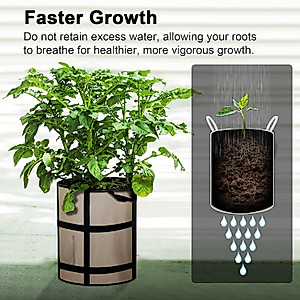 MEKOLIFE Grow Bags 6Pack - 10 Gallon Potato Grow Bags with Window to Harvest, Thickened Fabric Pots with Handles, Garden Bags to Grow Vegetables, Potatoes Tomato Chili Carrot