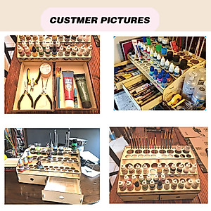 WFLAY Wooden Paint Rack With 80 Holes For Storing Paints Brushes