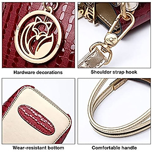 Womens Leather Handbag Purse Top Handle Crossbody Shoulder Bag Ladies Cowhide Mini Tote Bags, Red