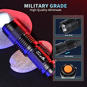 ULTRAFIRE 5 Pack SK68 Tactical and Small Flashlights,7w 3-Mode Pocket Torch Adjustable Focus Zoom Light Lamp