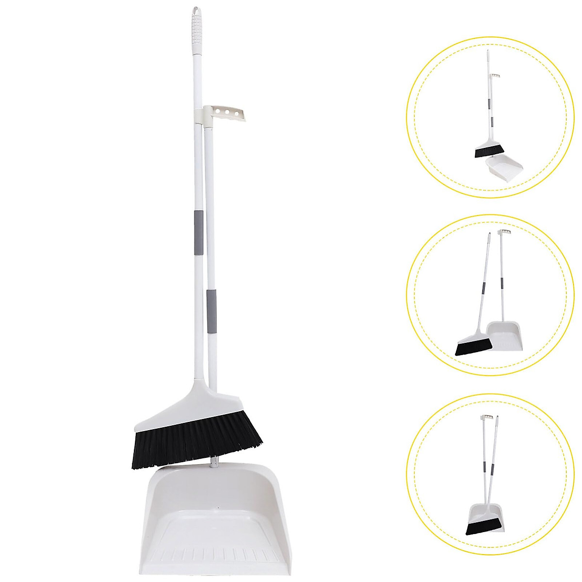 Lurrose Broom and Dustpan Set Broom with Dustpan Combo Set Upgrade Broom Long Handle Broom Broomstick Standing Dust Pan for Home Kitchen Lobby Floor Cleaning