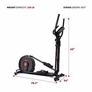 Sunny Health & Fitness Power Stride Smart Elliptical Machine Trainer with 16-Level Magnetic Resistance, Advanced Flywheel and Exclusive SunnyFit® App Enhanced Bluetooth Connectivity - SF-E321005