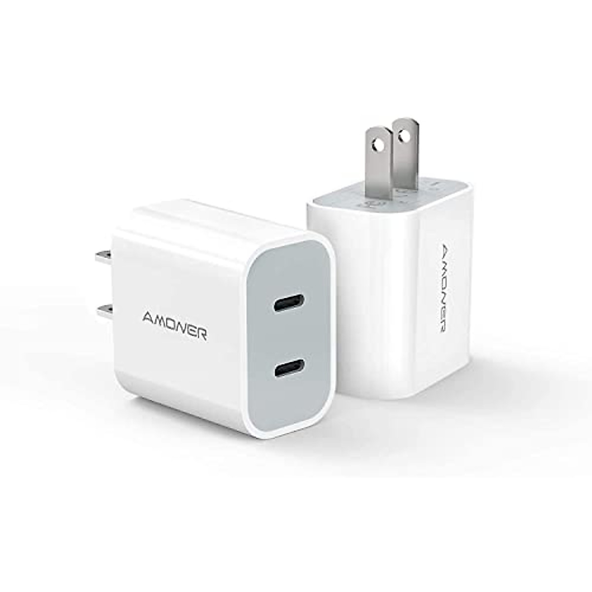 USB C Charger, Amoner 2Pack Type C Fast Charger, Dual Port 25W PD Fast USB C iPhone Wall Charger Compatible with iPhone 14/13/12/12 mini/12 Pro/12 Pro Max, iPhone 11/11 Pro/11 Pro Max, XR/XS/X/8