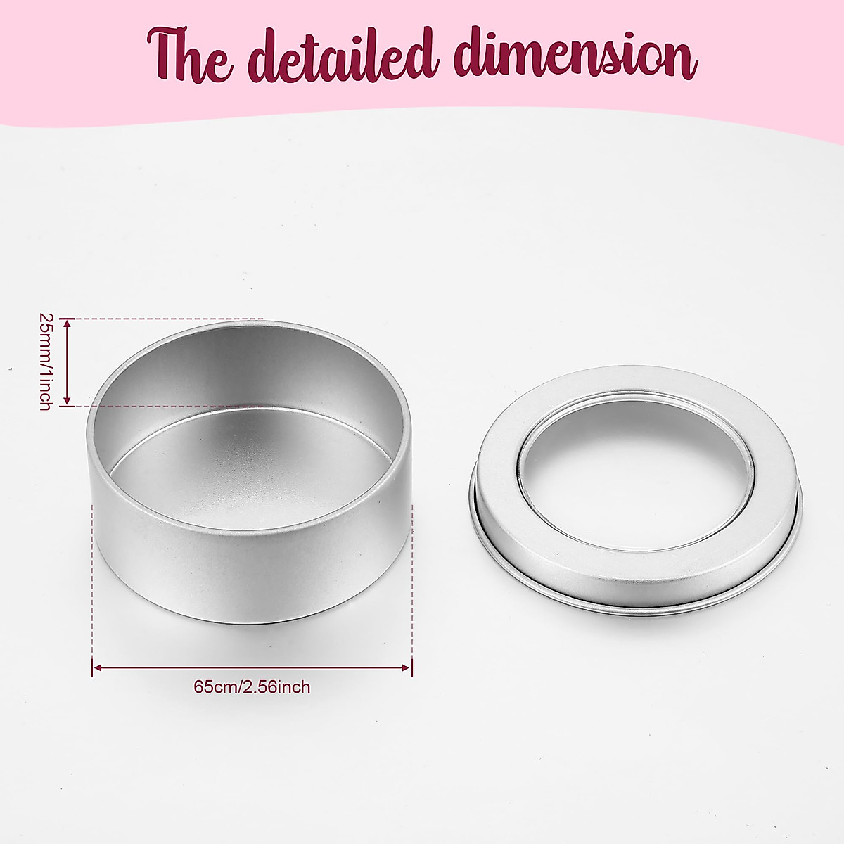 TecUnite 2 Ounce Metal Tin Cans Round Empty Container Salve Tins with Clear Lid for Kitchen, Office, Candles, Candies(40 Pack)