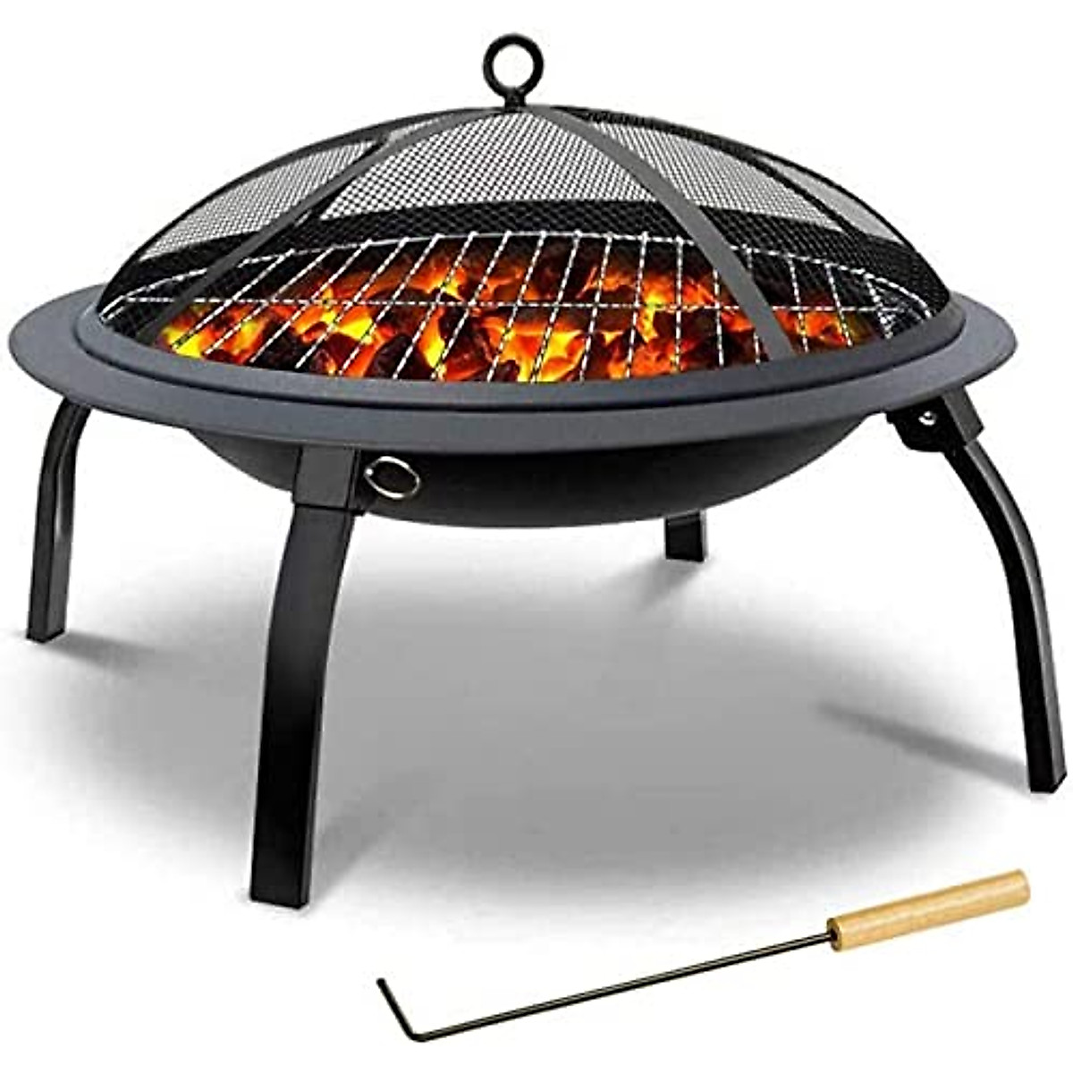 LEAYAN Garden Fire Pit Grill Bowl Grill Barbecue Rack Folding Steel Fire Pit with Spark Screen and Storage Bag, Portable Outdoor Camping BBQ Grill Fire Bowl, for Patio Backyard,Outdoor Fire Pits