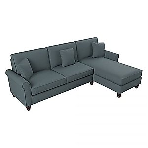 Bush Furniture Hudson 102-inch Stain-Resistant Contemporary Couch, Long Lasting Comfort, Easy to Assemble Pet-Friendly Living Room Sofa to Lounge, 102W, Turkish Blue Herringbone