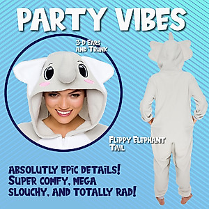 Funziez! Slim Fit Adult Onesie - Animal Halloween Costume - Plush Fruit One Piece Cosplay Suit for Women and Men