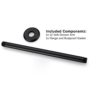 Anpean 12 Inch Shower Arm and Flange Matte Black, Ceiling Mounted Shower Arm for Rain Shower Head