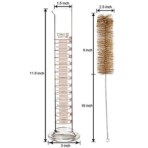 Glass 250ml Graduated Measuring Cylinder with 1pcs Brush