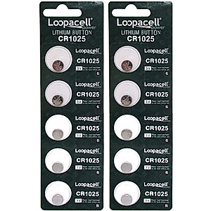 LOOPACELL 10 Pk Lithium Coin Battery 3v for Keyless Entry and Remote Controls CR1025