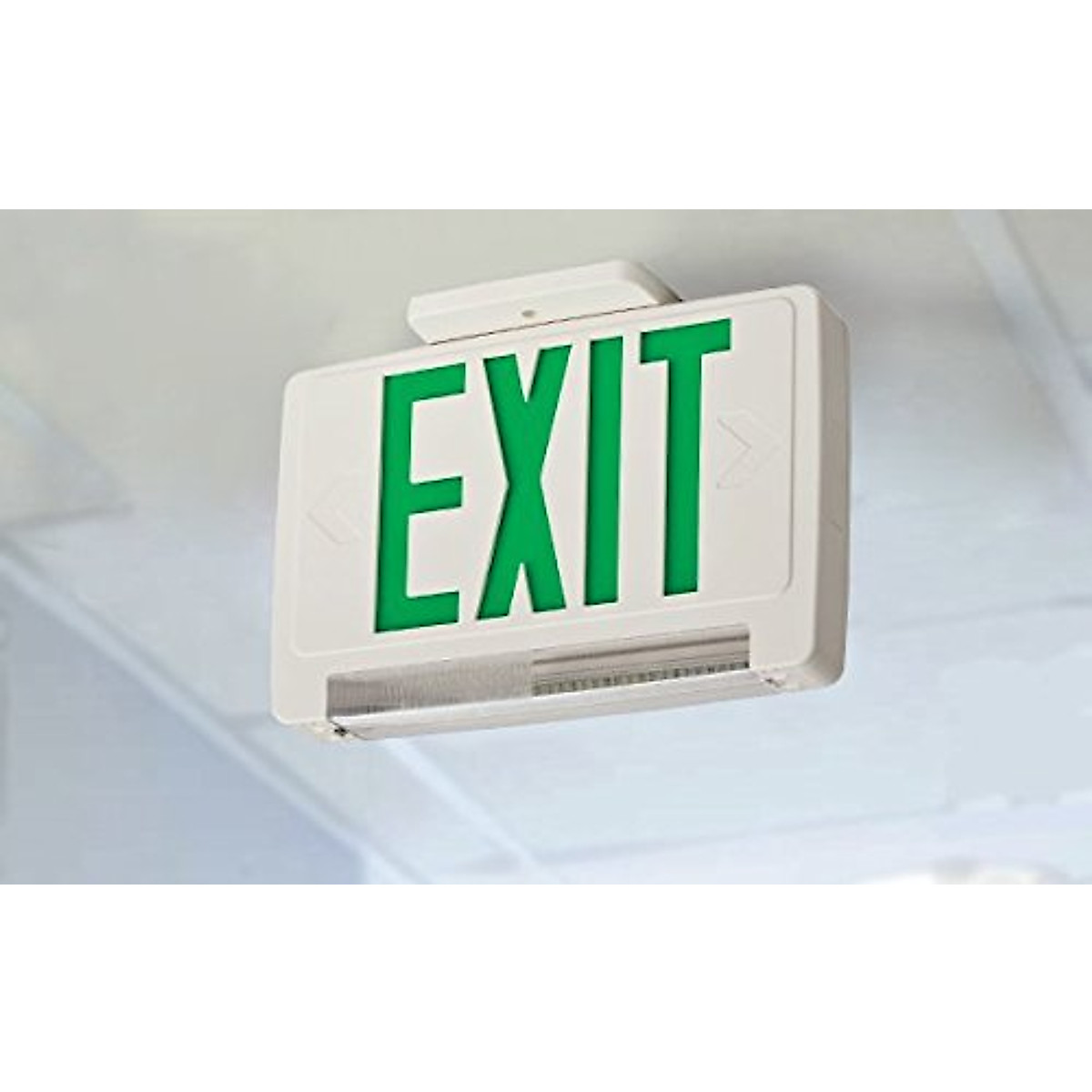 Lithonia Lighting ECBG LED M6 LED Exit and Emergency Light Bar Combo Fixture with Back Up Battery, Green Letters