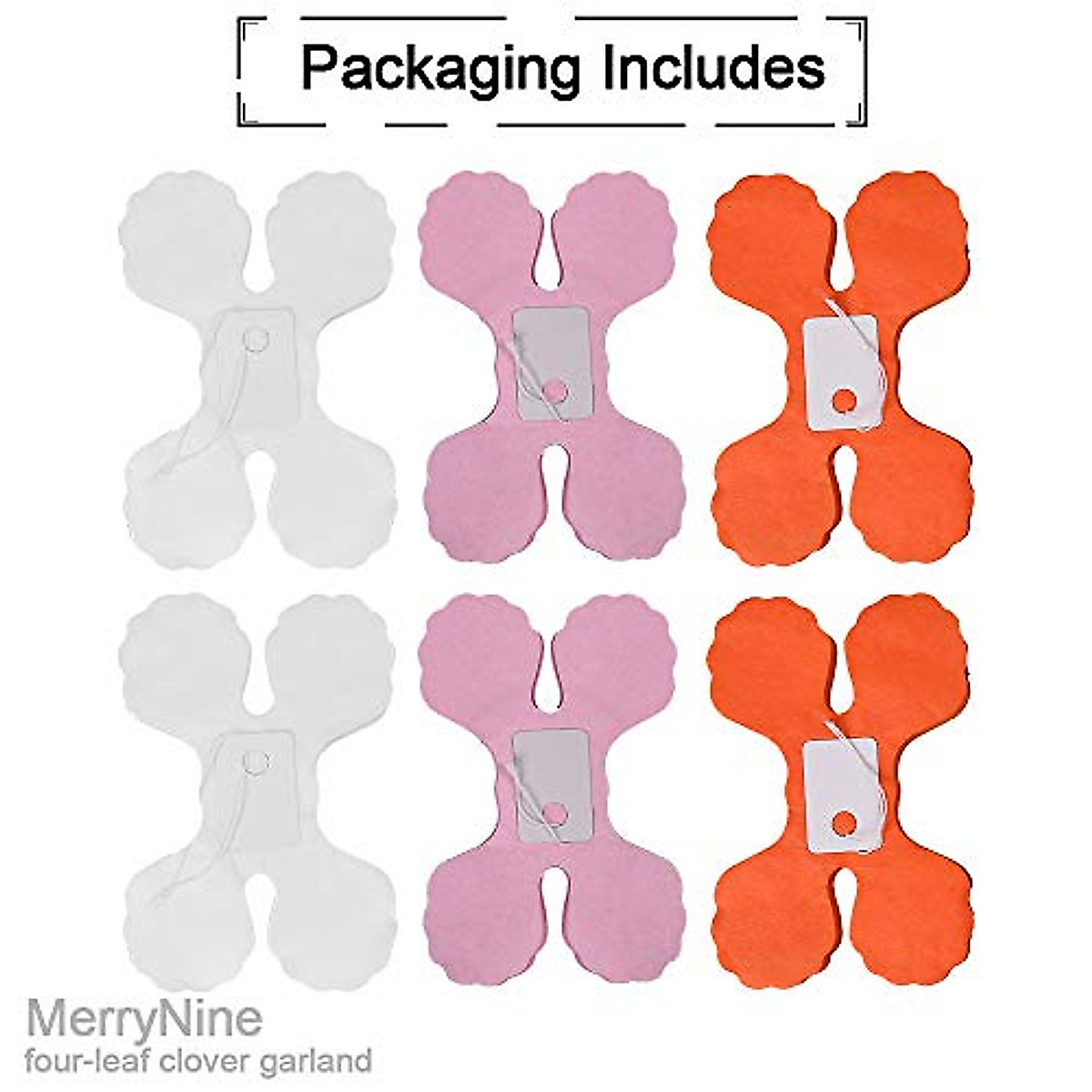 Reusable Party Streamers, MerryNine Four-Leaf Clover Paper Flower Garland for Party, Wedding Decoration, 11.81 Feet/3.6M Each, Pack of 6 (Pink-White-Orange)
