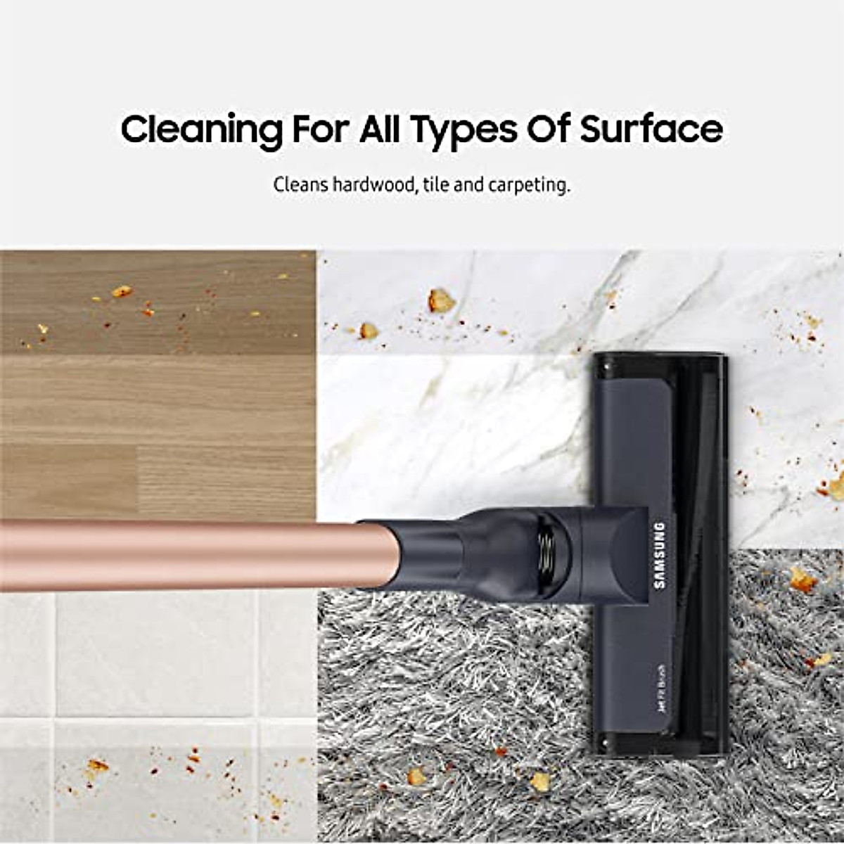 SAMSUNG Jet 60 Flex Cordless Stick Vacuum Cleaner, Lightweight, Portable w/ Removable Battery, Powerful Household Cleaning for Hardwood Floors, Tile, Carpets, Area Rugs, VS15A6031R7, Rose Gold