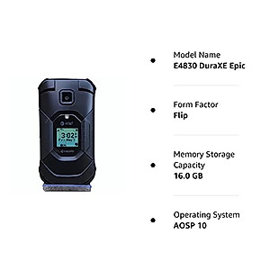 Kyocera Duraxe E4830 Epic AT&T Flip Smart Phone 16GB Rugged PTT Wi-Fi LTE Black (Renewed)