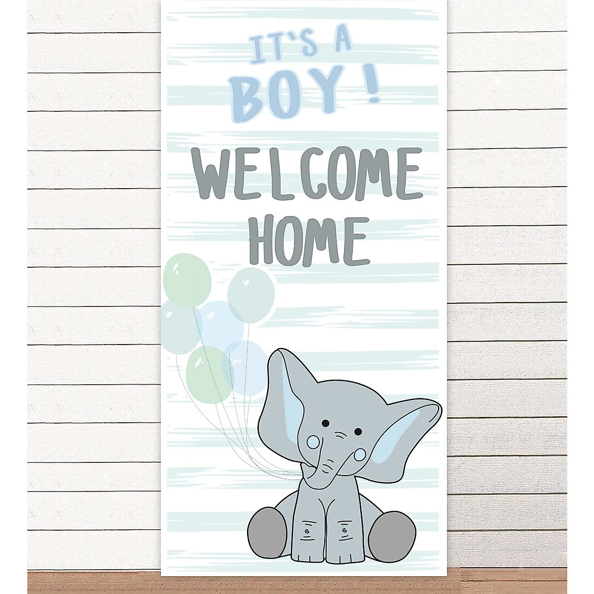 It’s A Boy Welcome Home Cute Cartoon Elephant Banner Background Photo Booth Props Animal Theme Decor for Boy Prince Wild One Safari Baby Shower 1st Birthday Party Favors Supplies Decorations Backdrop