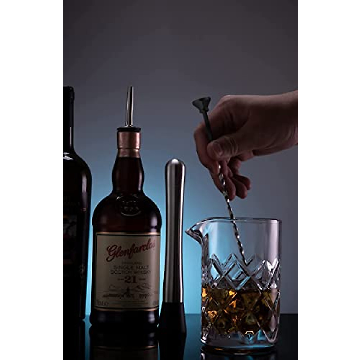 KITESSENSU Bar Spoon, 12 Inches Stainless Steel Cocktail Mixing Spoon With Muddler, Bartender Bar Stirring spoon for Layering, Stirring, Crushed Ice, Spiral Pattern