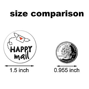 Happy Mail Stickers - 1.5 Inch 500 Round Happy Mail Labels for Small Shops Online Retailers Business and Packaging Envelope Sealing Stickers by AOODOOM