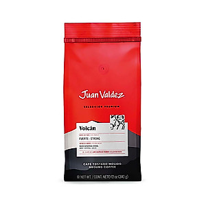 Juan Valdez Volcan Ground Colombian Coffee 12 oz, Premium Line, Strong Coffee with a Harmonious Subtle acidity, Notes of Sweet caramel, and Dark Chocolate Finish, Certified Humane, Rainforrest, Halal, Kosher, BASC, OEA