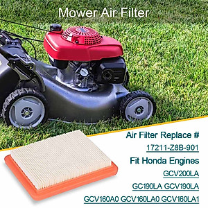 Emmawin 17211-Z8B-901 Air Filter, 4 Pack HRX217 Air Filter for Honda GCV160LA1 GCV190LA Engine Harmony II HRR216 HRR216K9VKAA HRS216 HRN216 Walk Behind Mower