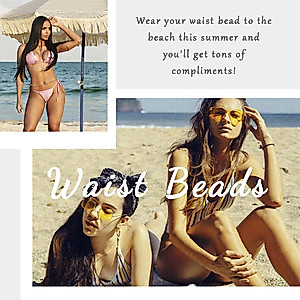 ELABEST African Waist Beads Cross Stretchable Belly Beaded Chain Body Jewelry Accessories for Women and Girls (Gold)