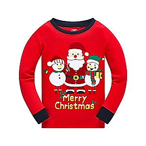 Akyzic Little Boys Girls Merry Christmas Pajamas Sets for Baby Boys Santa Claus Snowman Sleepwear Kids Toddler Boys Long Sleeve Winter PJS Clothes snowman1-6562-4T