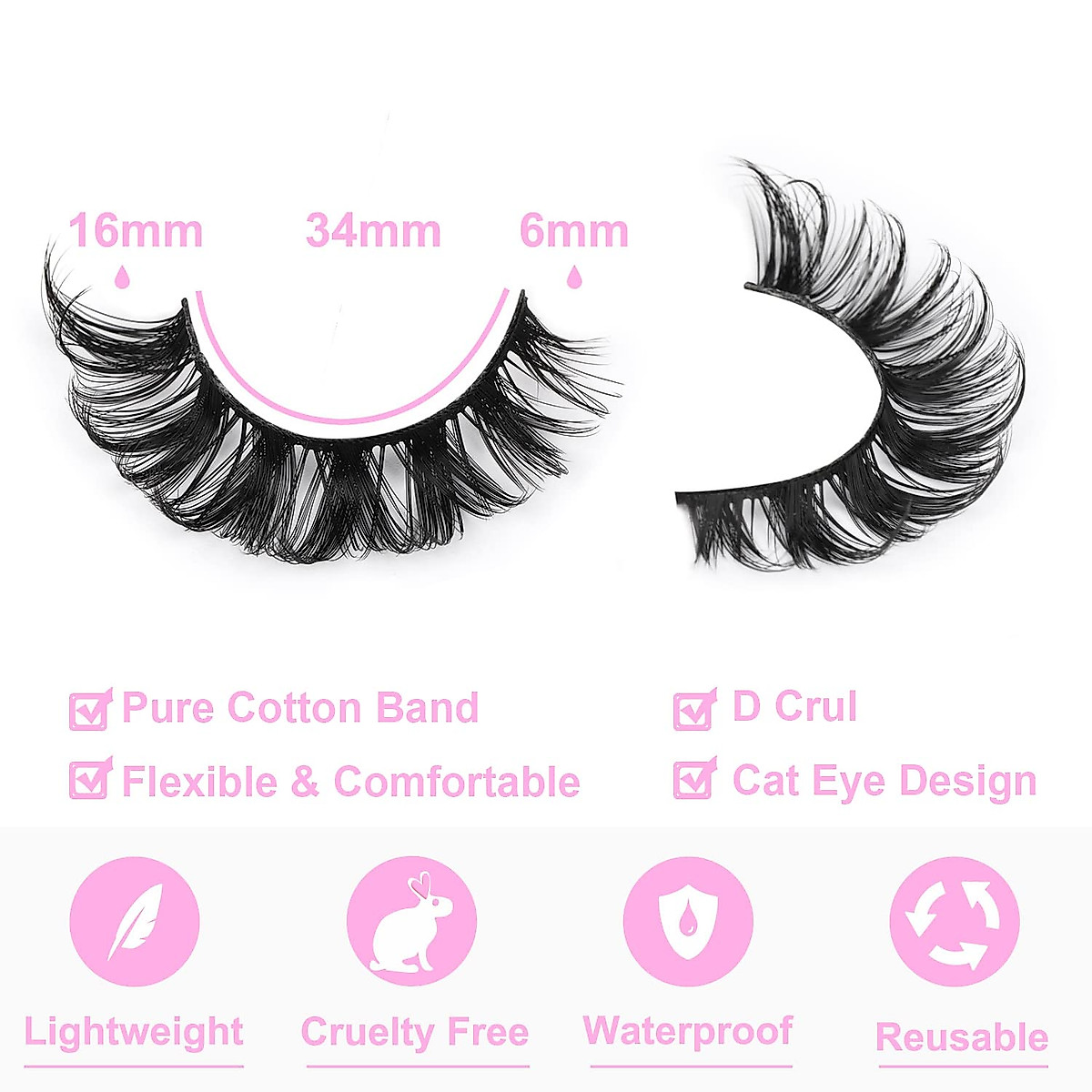 Fake Eyelashes Wispy Faux Mink Lashes D Curly Fluffy False Lashes Russian Strip Lashes Pack by Kiromiro