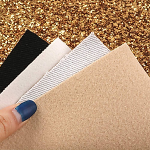 David accessories Chunky Glitter Faux Leather Sheets Metallic Grain Texture Pattern Fabric Crafts 5Pcs 7.7" x 12.9" (20 cm x 33 cm) for DIY Bows Clips Making Materials (Gold Series)