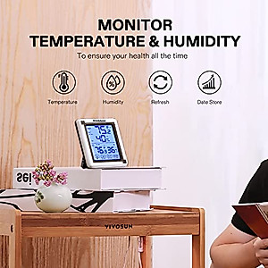 VIVOSUN Digital Thermometer and Hygrometer with 3 Remote Sensors, Indoor Outdoor Temperature and Humidity Monitor with Touchscreen LCD Backlight, 200ft/60m Range, Battery Included