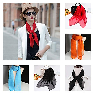 GCFIYPP 1950s Square Chiffon Scarf Sheer Square Neck Head Scarfs for Women,girls (Pink)