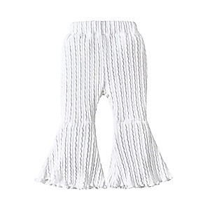 Toddler Bell Bottoms Baby Girls 2T 3T Leggings Bell Bottomed Flare Pants Trousers Light and Breathable White