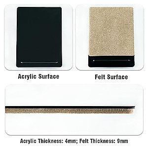 SHOOFFICE Acrylic Dry Erase Board & Felt Board Combo, 11.4'' x 8.3" Double-Sided Desktop Whiteboard with Stand, Small Frameless Black Message Board with 3 Markers and 20 Pins for Office Home School