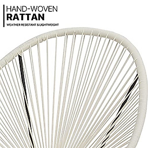 MoNiBloom 3 Piece Outdoor Acapulco Set All-Weather Patio Balcony Conversation Bistro Outside Set with Glass Top Table and 2 Chairs for Indoor Patio Lawn Garden, Weight Capacity 250 lbs, White