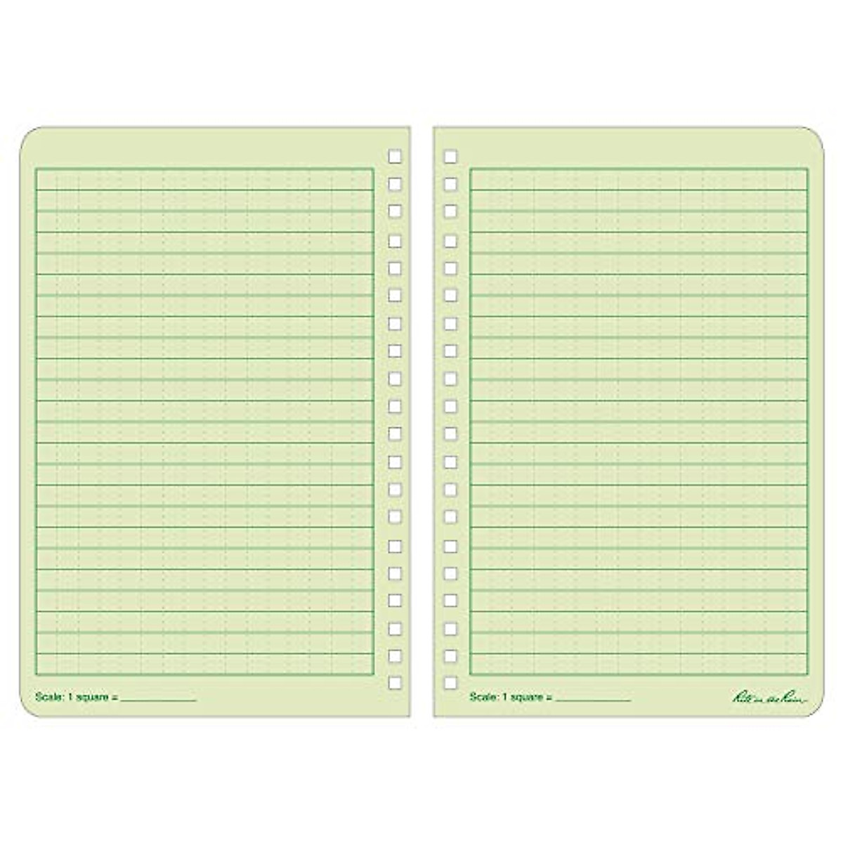 Rite In The Rain Weatherproof Side Spiral Notebook, 4.625" x 7", Green Cover, Universal Pattern (No. 973), 7 x 4.875 x 0.375