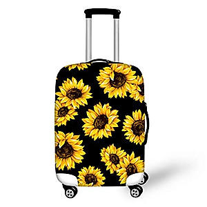 BIGCARJOB Travel Dust-proof Suitcase Cover Sunflower Print Clear Luggage Cover Protector Tsa Approved for 30-32inch