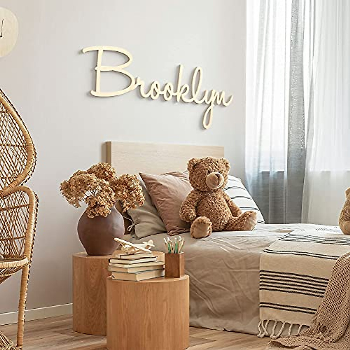 Personalized Custom Wooden Name Sign - BROOKLYN Font Baby Name Sign For Nursery and Wall Decor (12"-55" Wide) - PAINTED Wood Letter Nursery Decor - Wall Art For Girl or Boy Room By 48 Hour Monogram