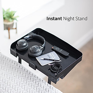 Height Adjustable Under Mattress 17 inch Bedside Shelf, Works with Lofts and Beds Without Frames, Heavy Duty Storage Tray, Fits Laptops, Books, and Drinks, Nightstand Alternative, Black